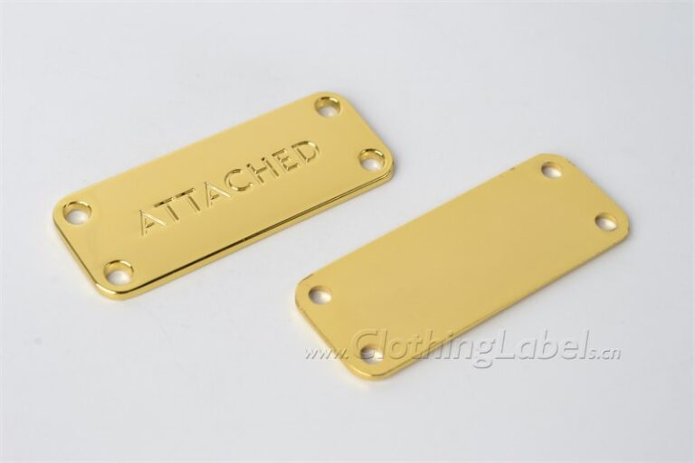 Custom electroplated gold metal labels, luxury 18K/14K metal tags ...