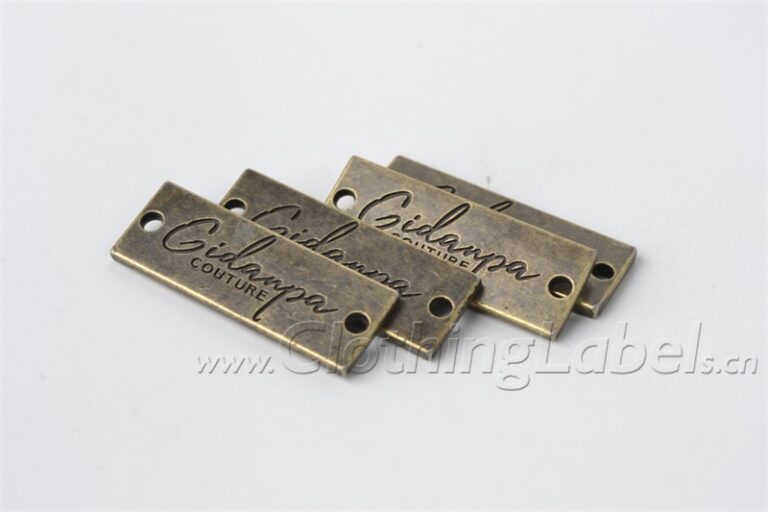 Custom electroplated gold metal labels, luxury 18K/14K metal tags ...